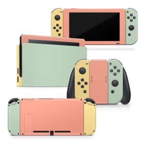 tacky design color blocking skin compatible with nintendo switch skin wrap cover, green colorwave skin for nintendo switch stickers, premium vinyl 3m full wrap decal.