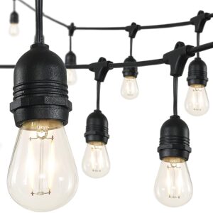 jonathan y jyl8702a indoor outdoor rustic industrial led s14 edison buld string lights garden patio backyard porch balcony, 48 ft. 15-light, black