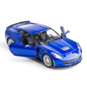 rmz city 1:36 compatible for diecasting alloy car model chevrolet corvette toy car, pull back vehicles toy car for toddlers kids boys girls gift blue