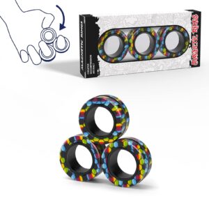 magnetic fidget spinner rings - anxiety relief adult toys, adhd therapy magnets for teens and kids (3pcs)