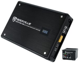 rockville krypton-m2 mono car amplifier, 1 ohm, 3000w, class-d, eq, low pass filter, dyno-certified, bass remote, perfect for subwoofers and car audio