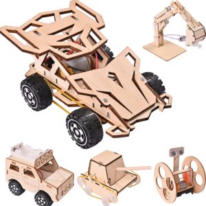 mont pleasant 5 set stem kit 3d wooden puzzles building assembly kits model cars science experiment projects for kids diy stem toys educational mechanical construction engineering set for boys girls