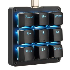 koolertron mechanical numpad macro keyboard, 9-key numeric keypad led backlit gaming keyboard, fully programmable number pad keyboard, computer high ground mechanical macro number keypad