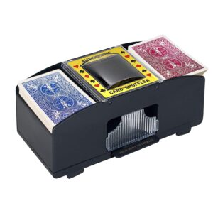 automatic card shuffler 2 deck - battery operated electric shuffler, poker shuffling machine for home cards games and club gaming, playing cards machine, suitable for 1-2 decks, cards not included