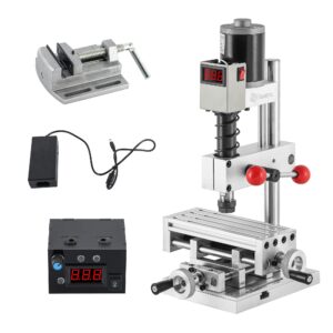 huanyu mini drill press electric benchtop drilling machine drilling tapping slot milling 3 in 1 micro drilling tool 1.2” drill depth with drill chuck compound drilling slide table for wood aluminum