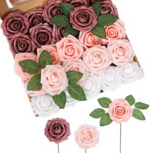 livilan dusty rose flowers artificial flowers fake roses bulk artificial pink flowers for decoration cakes wedding bouquets party table centerpieces floral arrangements home decor ornaments