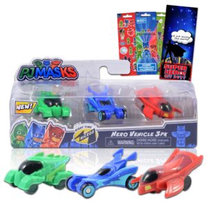 pj masks playset pj masks figure bundle - 3 pack pj masks vehicle toys with pj masks stickers, and more (pj masks party supplies)