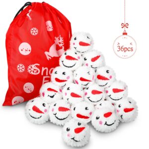 sumind 36 pieces snowmen balls snowball first fight snowflake ball with bag snowball fun snowballs funny snowball toy plush snowman snowballs for snowball fight christmas party decor (snowman)