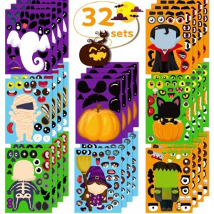 halloween stickers for kids 32pcs halloween games for kids halloween make a face stickers jack-o-lantern sticker cute halloween stickers halloween arts and crafts for kids