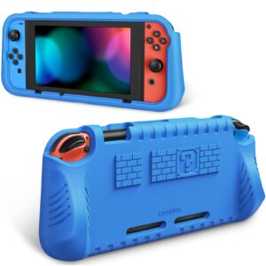 fintie kids case compatible with nintendo switch w/2 game card slots - [ultralight] [shockproof] protective cover with ergonomic grip, kids friendly grip case for switch console (blue)