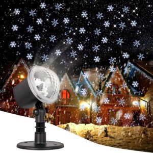 christmas projector lights outdoor, snowflakes projector led christmas lights, waterproof projector decorating stage light, indoor outdoor snowfall holiday party garden landscape lamp