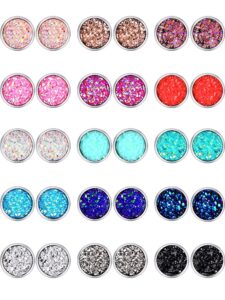 boao 15 pairs druzy stud bulk earrings set stainless steel round post earrings bohemian pierced earrings jewelry for women