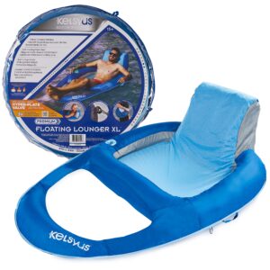 kelsyus premium floating lounger xl with fast inflation, inflatable recliner chair, lake & pool float for adults with cup holder, amazon exclusive