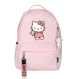 luo new hello kitty large capacity embroidered pu women's shoulder messenger bag handbag casual bag purse lb-715898, pink