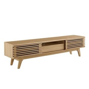 modway render mid-century modern low profile 70 inch tv stand in oak, 70"