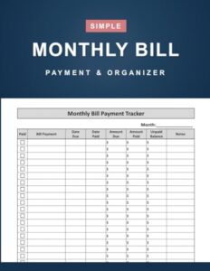 2022 bill payment organizer: monthly bill payments checklist organizer planner and debt tracker by modern simple press - 120 pages (8.5 x 11 inches)