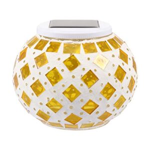 heallily fence mosaic lamp weatherproof solar powered glass globe ball light led pathway night lamp for home garden lawn patio yard