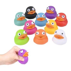 the dreidel company rubber duck eye poppers, squeeze to quack, toy assortment duckies for kids, bath birthday gifts baby showers summer beach and pool activity, 2" (5-pack)