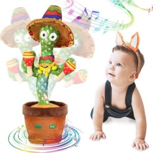 miaodam dancing cactus toy singing, talking, repeating cactus, funny electric dancing talking cactus repeating toys for kids, plush interactive toy figures