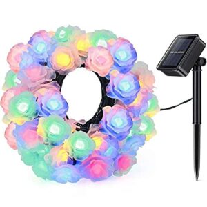 solar string lights 20/30/50/100led solar rose string lights starry fairywaterproof for christmas outdoor indoor gardens homes wedding holiday party (emitting color : rgb)