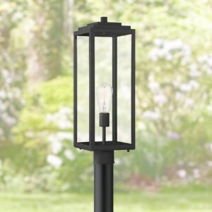 john timberland titan modern outdoor post light fixture mystic black 21 3/4" clear glass panel for exterior barn deck house porch yard patio outside garage front door garden home roof lawn