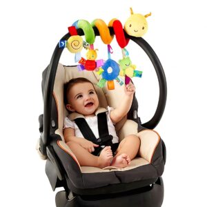 uonlytech baby crib hanging rattles toys, car seat toy hanging rattles spiral stroller crib cot toy spiral toy pram hanging for babies boys and girls