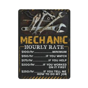 mechanic hourly rate tin sign metal plaque art hanging iron painting retro home kitchen garden garage wall decor 40x30cm