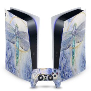 head case designs officially licensed stephanie law dragonfly art mix vinyl faceplate sticker gaming skin decal compatible with sony playstation 5 ps5 digital edition console and dualsense controller