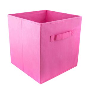 foldable storage bins | storage cubes | storage bin for home and office | collapsible storage bins | collapsible fabric storage cubes organizer with handle | 11 inch cube storage bin (pink)