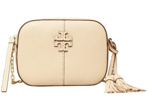 tory burch women's mcgraw camera bag, brie, off white, one size