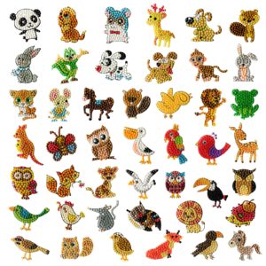 fodiens 45pcs 5d diamond stickers kits, creative diy animal diamond art craft mosaic stickers, paint by diamonds numbers kits for adults beginners