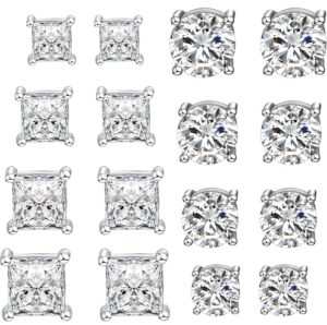 wainis 8 pairs stainless steel magnetic stud earrings for men women non-piercing cz hypoallergenic earrings 5-8mm