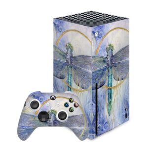 head case designs officially licensed stephanie law dragonfly art mix vinyl sticker gaming skin decal cover compatible with xbox series x console and controller bundle