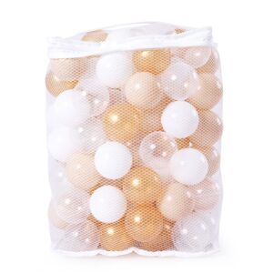 realhaha ball pit balls 100 play balls plastic balls for baby girls toddlers kids play tent pool playhouse playpen party decoration, gold milktea white