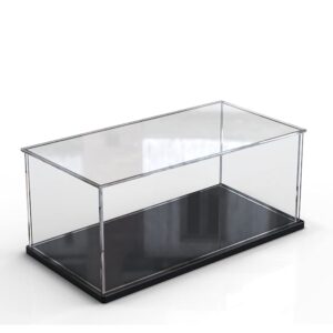 osegaga clear acrylic display case with black base for action pop figures, assemble cube countertop box dustproof for pop figures collectibles toys,black, (7.9 x 11.8 x 7.9 inch, 20×30×20cm)