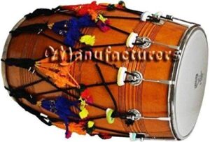 sai traders punjabi bhangra dhol drum~mango wood~with decoration part~hand made indian