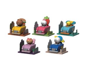 beast kingdom line friends pull back car set, multicolor