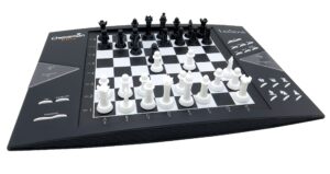 lexibook chessman® elite interactive electronic chess game +, 64 levels of difficulty, leds, family child board game, black/white, cg1300us