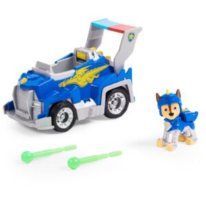 paw patrol, rescue knights chase transforming toy car with collectible action figure, kids toys for ages 3 and up