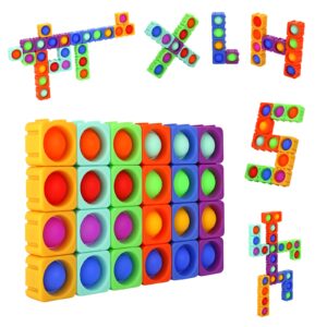 pop its fidget toys girl boy creative diy fidget building block toy set 24pcs dimple fidget packs for kids anxiety stress relief sensory toys for autistic children adhd toddler educational toy gift