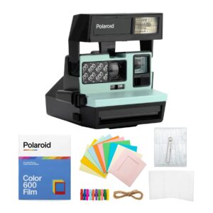 polaroid 600 instant camera (arctic blue) bundle with polaroid originals color instant film for 600 cameras (8 exposures) and film accessories (3 items)