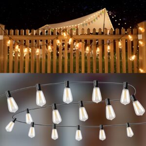 lightdot 100ft outdoor string lights, led bistro string lights with shatterproof st38 vintage bulbs, 2200k dimmable, waterproof hanging lights for porch, deck, garden, backyard, balcony - etl listed