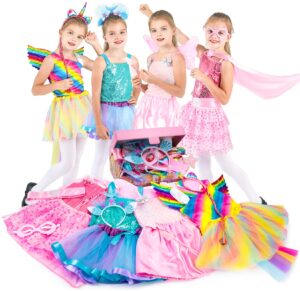 fedio dress up clothes for little girls - kids dress up & pretend play princess dress up trunk costume for girls 3-6 years