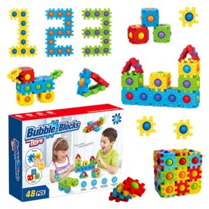 atksh 48 pcs push pop it blocks, sensory fidget toy, stress relief & autism sensory toy for children