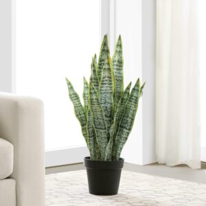 ql design artificial snake plant 32inches fake sansevieria, perfect faux plants for home, garden,office, decoration