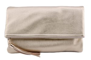 solene large foldover wristlet clutch crossbody bag with chain strap -lp048(1-gold-lp)