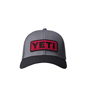 yeti logo badge low profile trucker hat, black/harvest red