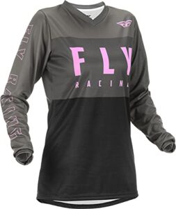 fly racing 2022 adult women's f-16 jersey (grey/black/pink, small)