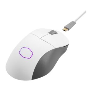 cooler master mm731 wireless gaming mouse white, adjustable 19,000 dpi, palm|claw grip, 2.4ghz|bluetooth, pixart optical sensor, ultraweave cable, ptfe feet, rgb lighting (mm-731-wwoh1)