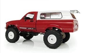 fmtstore wpl c24 1/16 2.4ghz 4wd rc car crawler w/headlight remote control crawler off-road pick-up truck rtr toy boy, girl and adult (red)